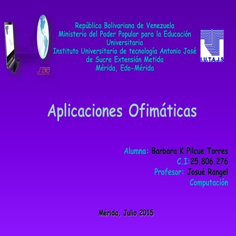 Diapositivas de aplicaciones ofimaticas | PPTX