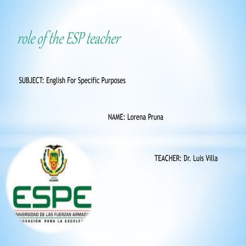 Diapositivas role of esp teacher | PPTX