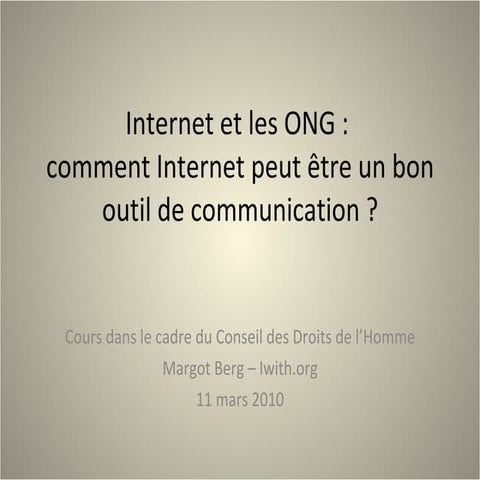 Outils de communication pour les ONG | PPT