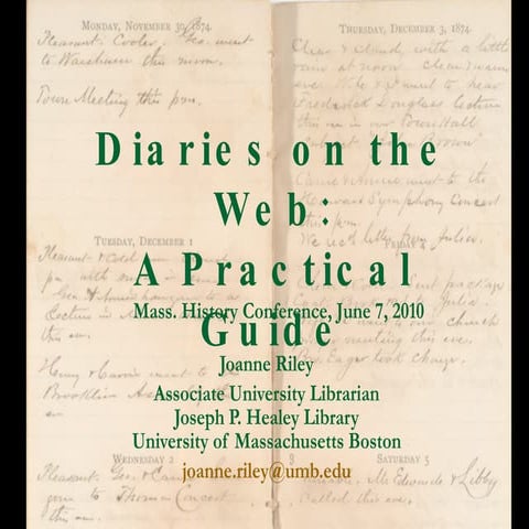 Historical Diaries on the Web: A Practical Guide | PPT