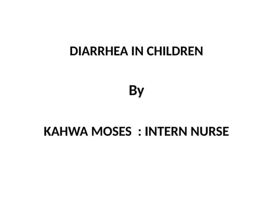 IMNCI: Diarrhoea | PPT