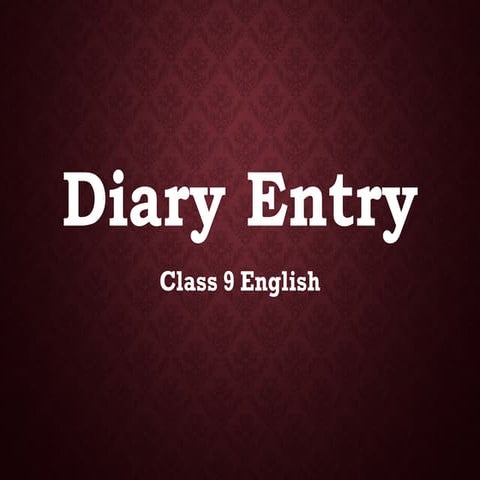 Diary Writing KS3 (Year 7) | PPTX