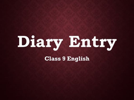 How to write a diary entry | PPT