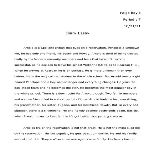 Diary essay paigeboyle | ODT