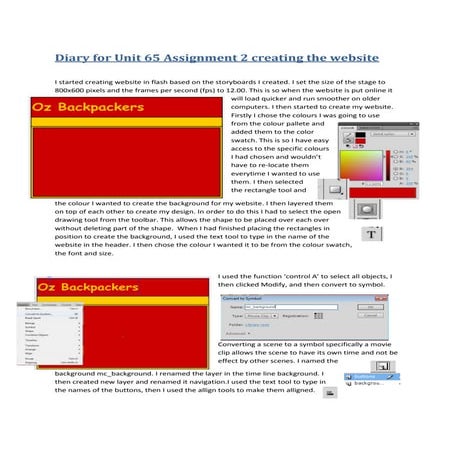 Diary for unit 65 assignment 2 creating the website | PDF