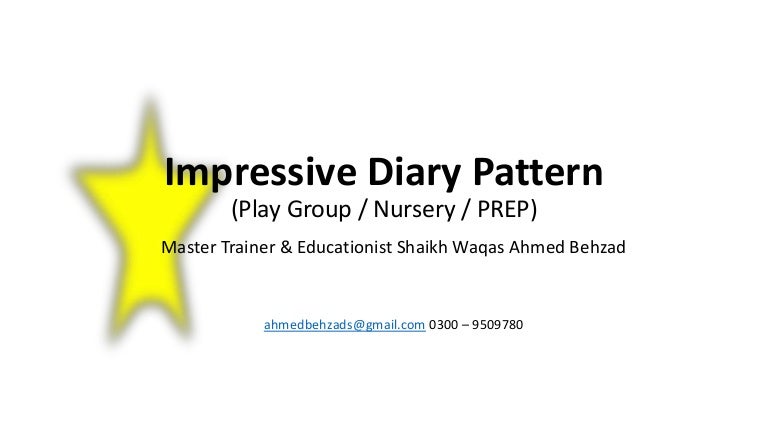 Diary pattern for Play Group to PREP