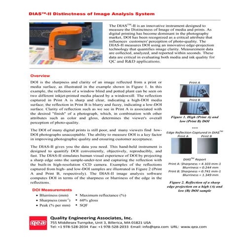 DIAS-II Distinctness of Image Analysis System | PDF