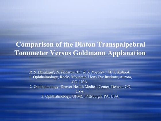 Comparison Diaton Tonometer Vs Goldmann | PPT