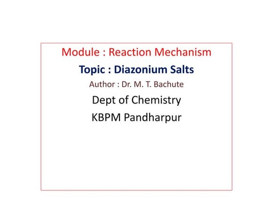 Benzene diazonium chloride by dr. pramod r. padole | PPT