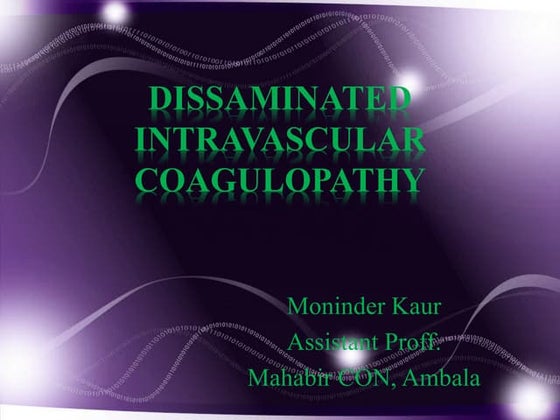 Disseminated intravascular coagulation | PPTX | Blood Disorders ...