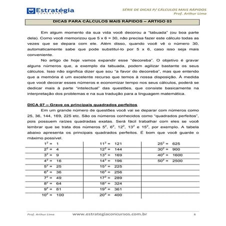 Dicas para Cálculos Mais Rápidos - vol. 3 | PDF