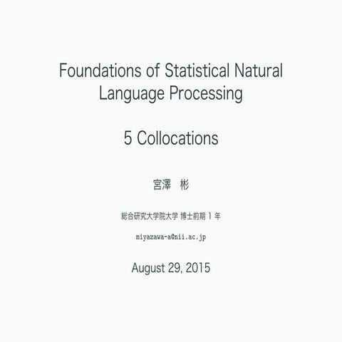 Foundations of Statistical Natural Language Processing (chapter 5) | PDF