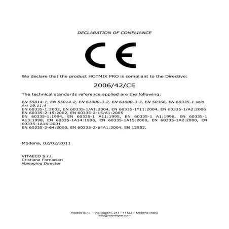 Dichiarazione ce | PDF