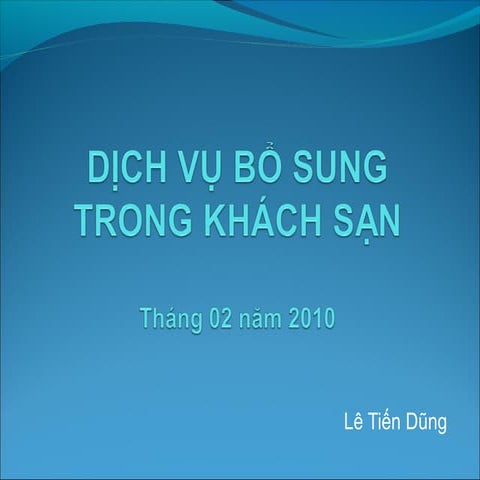 Dich vu bo sung trong ks | PPT