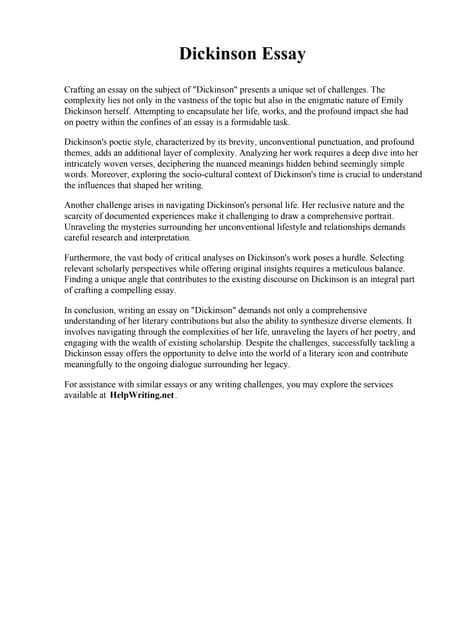 Emily dickinson (1830-1886) essay explanation ppt. | PPT