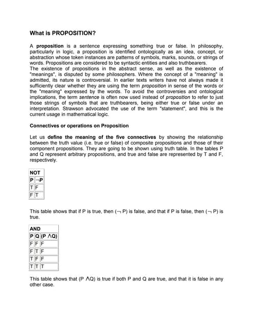 Logic - Logical Propositions | PPTX