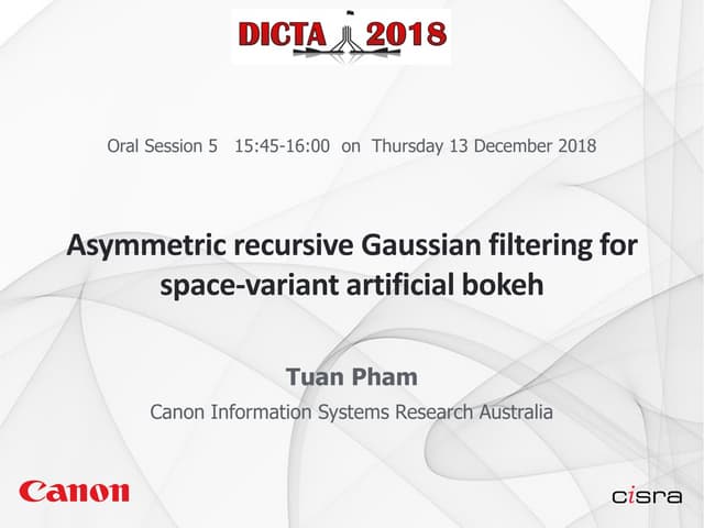 Oral presentation on Asymmetric recursive Gaussian filtering for space ... Oral presentation on Asymmetric recursive Gaussian filtering for space ...