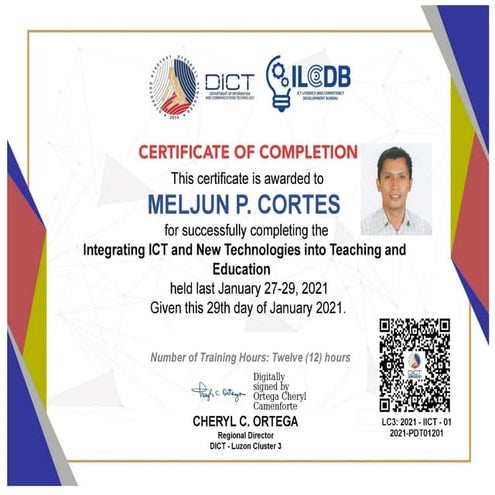DICT CERTIFICATE INTEGRATING ICT TEACHERS Jan 29 2021 | PDF