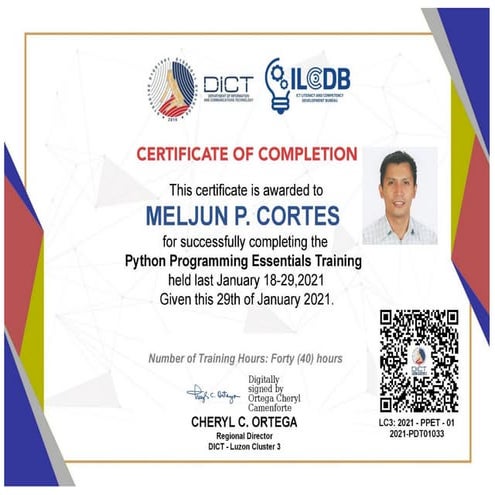 DICT CERTIFICATE COMPLETION PYTHON PROGRAMMING Jan 29 2021 | PDF
