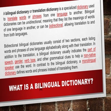 Manejo y Uso del Diccionario Bilingue | PPTX
