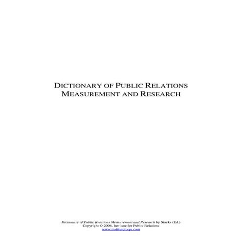 Dictionary of pr measurement and research | PDF