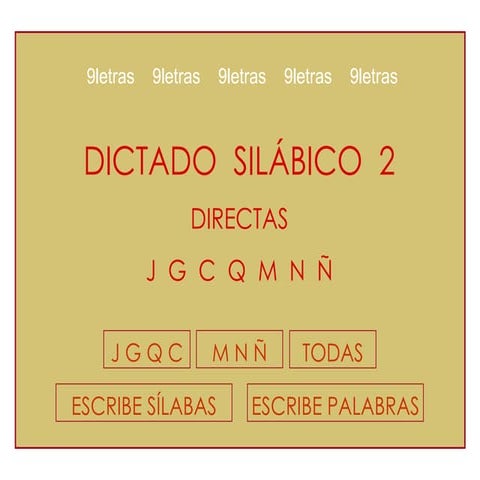 Dictado silábico (silabas directas: j, g, c, q, m, n y ñ) | PPT