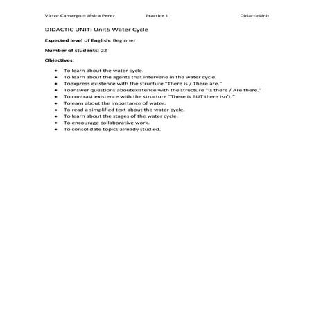 Water Cycle Didactic Unit | DOCX