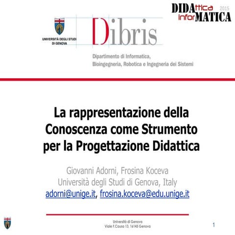 La rappresentazione della Conoscenza come Strumento per la Progettazione Didattica | PPT