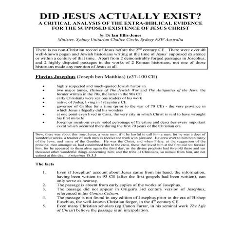 DID JESUS ACTUALLY EXIST? A CRITICAL ANALYSIS OF THE EXTRA-BIBLICAL ...