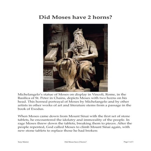 Did Moses have Two Horns? | PDF