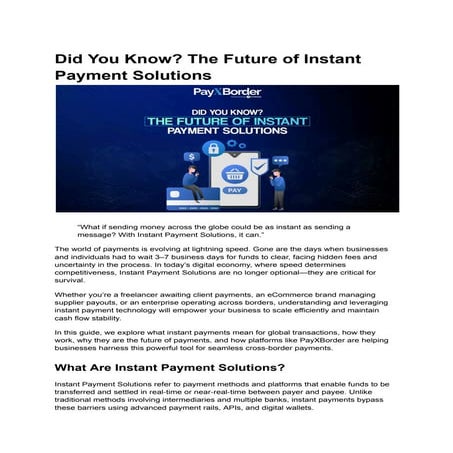 Did You Know? The Future of Instant Payment Solutions | PDF