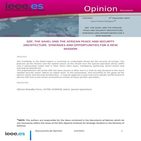 SOF, the Sahel and the African Peace and Security Architecture ...