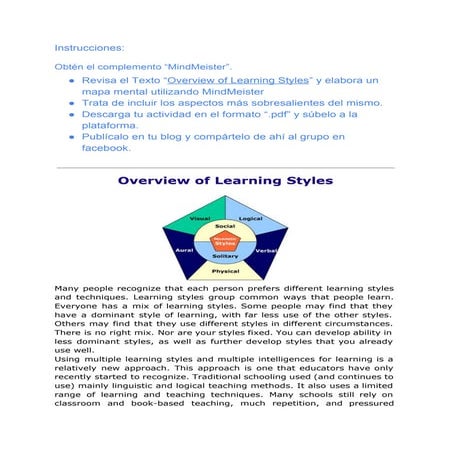 Diego Daniel Santillan-Overview of learning styles | PDF