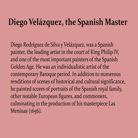 Diego velázquez, the spanish master | PPTX