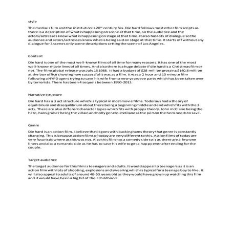 Die hard script analysis | PDF