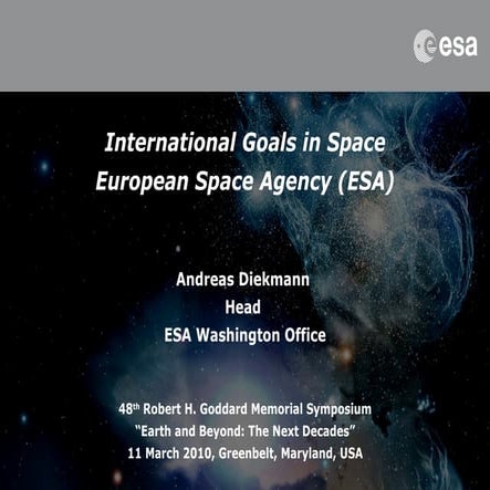 International Goals in Space, European Space Agency | PPT