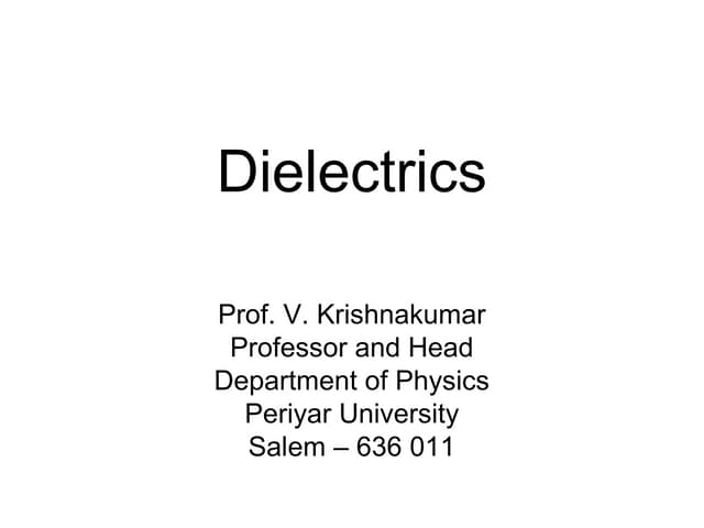 Polarization in Dielectrics | Applied Physics - II | Dielectrics | PDF