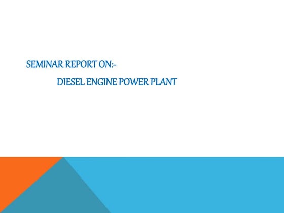 Diesel engine power plant | PPTX | Automotive