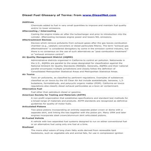 Diesel glossary | DOC