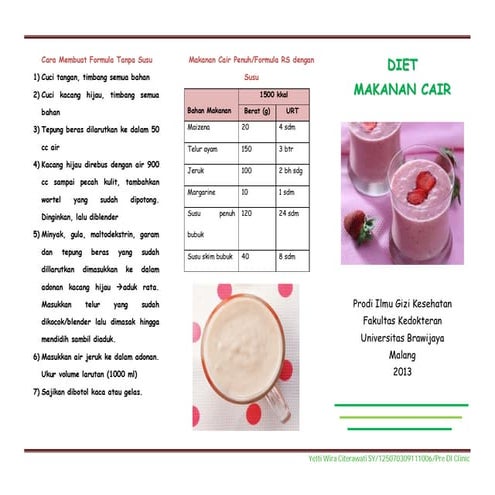 Contoh pembuatan makanan cair rumah sakit | PDF