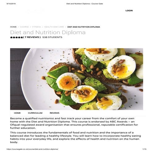 Diet and Nutrition Diploma - Course Gate | PDF