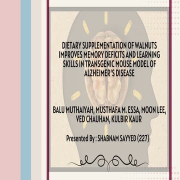 Dietary Supplementation of Walnuts Improves Memory Deficits and ...