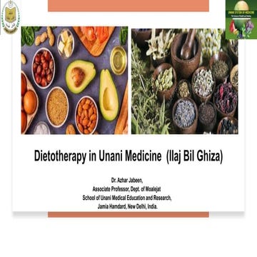 Dietotheray in Unani system of Medicine | PPTX