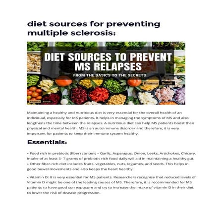 Multiple Sclerosis and Diet Therapy | PPTX