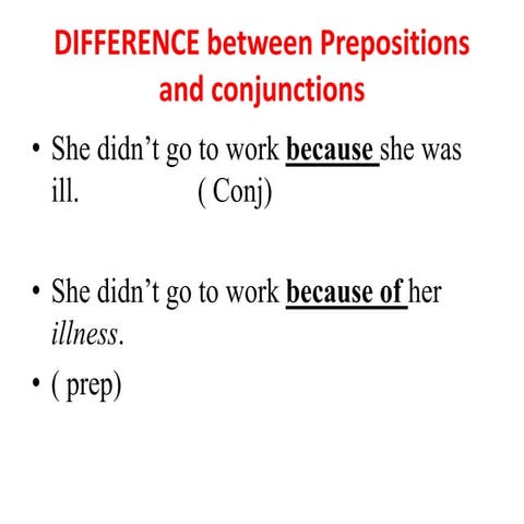 Diference Bw Preposition And Conjunction Pptx