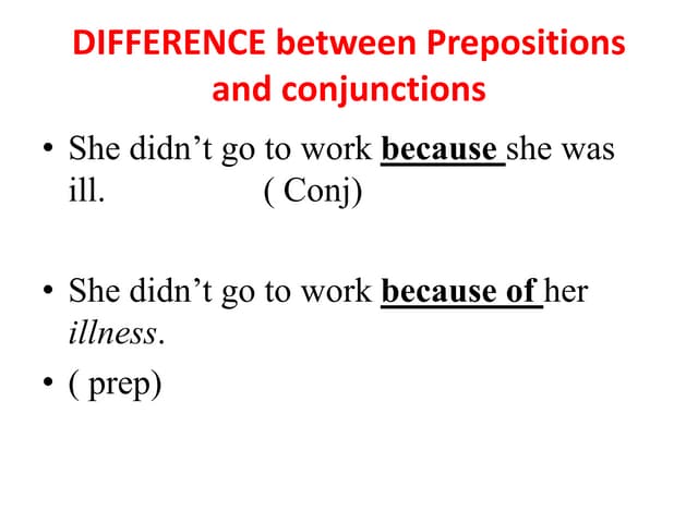 Diference Bw Preposition And Conjunction Pptx