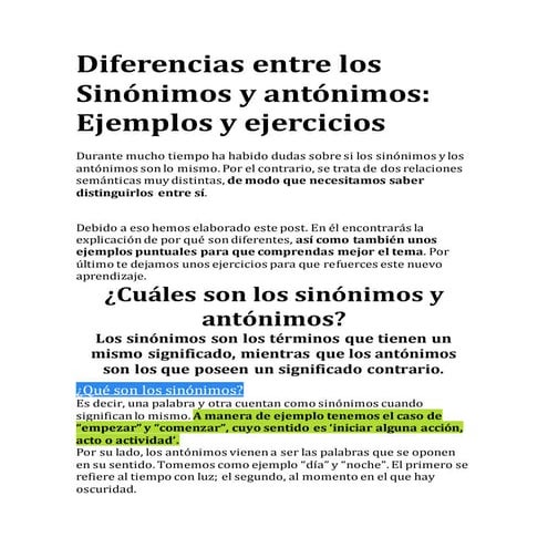 Que Son Los Sinonimos Y Antonimos Ejemplos Compartir Ejemplos | Images - serwer2311392.home.pl