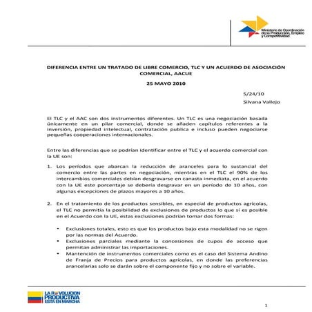 Diferencia entre TLC y Acuerdos para el | PDF