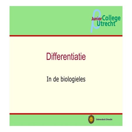 Differentiatie biologie op de JCU conferentie '10 | PDF | Biological ...