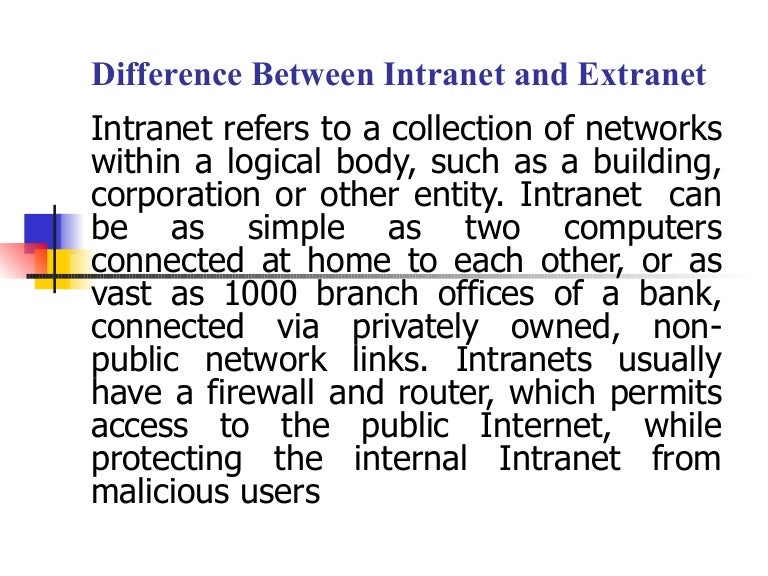 Difference Between Intranet And Extranet